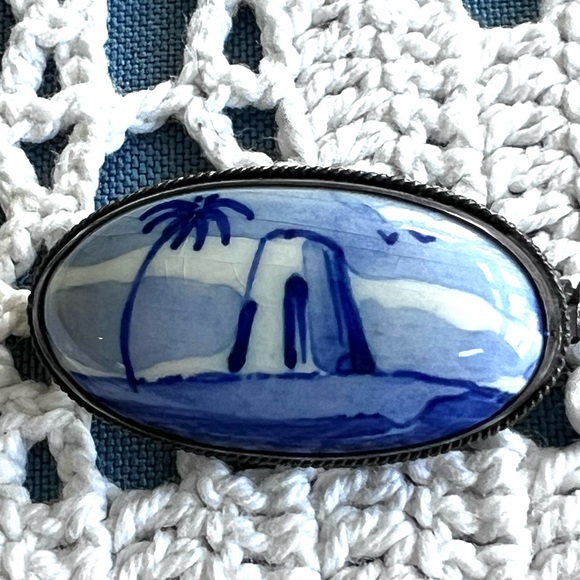 Delft | Jewelry | Delft Vintage Pin Blue White | Poshmark